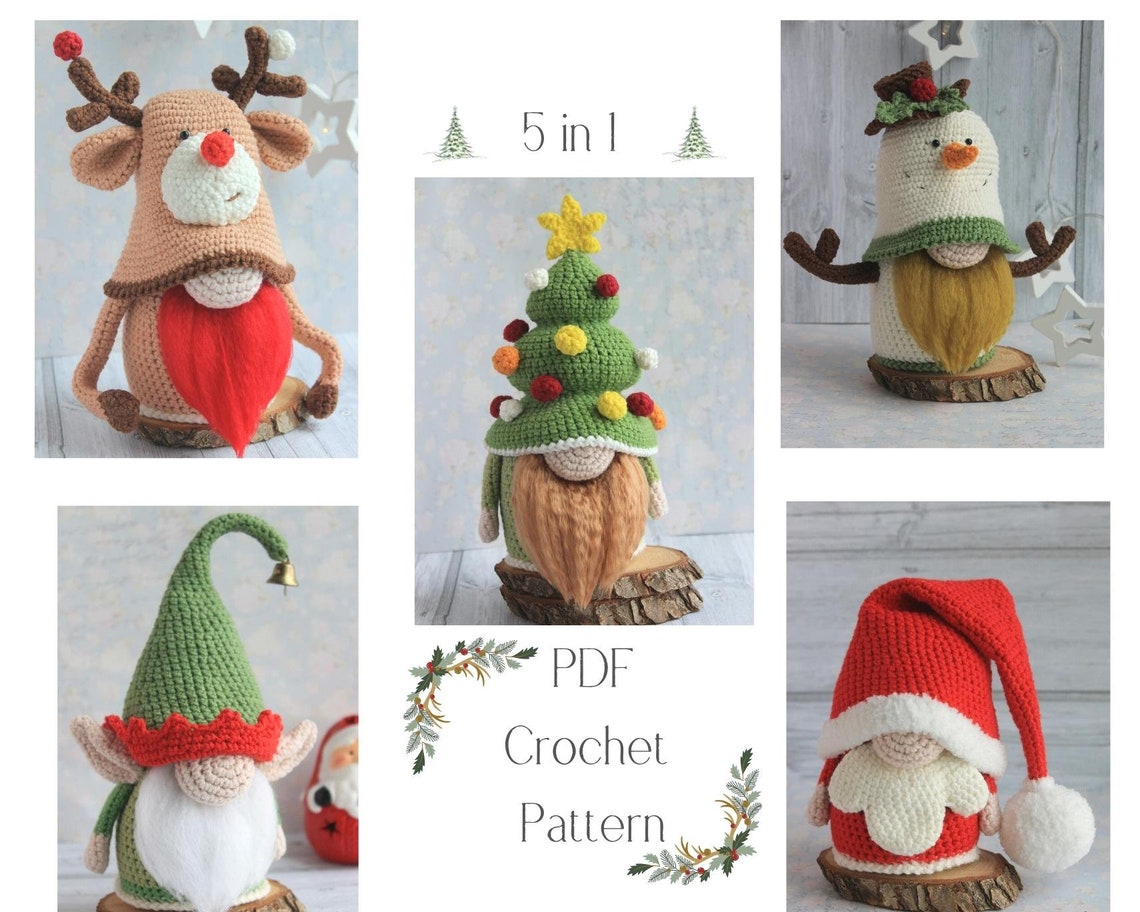 Crochet Christmas Gnomes Set Pattern Amigurumi Christmas - Etsy