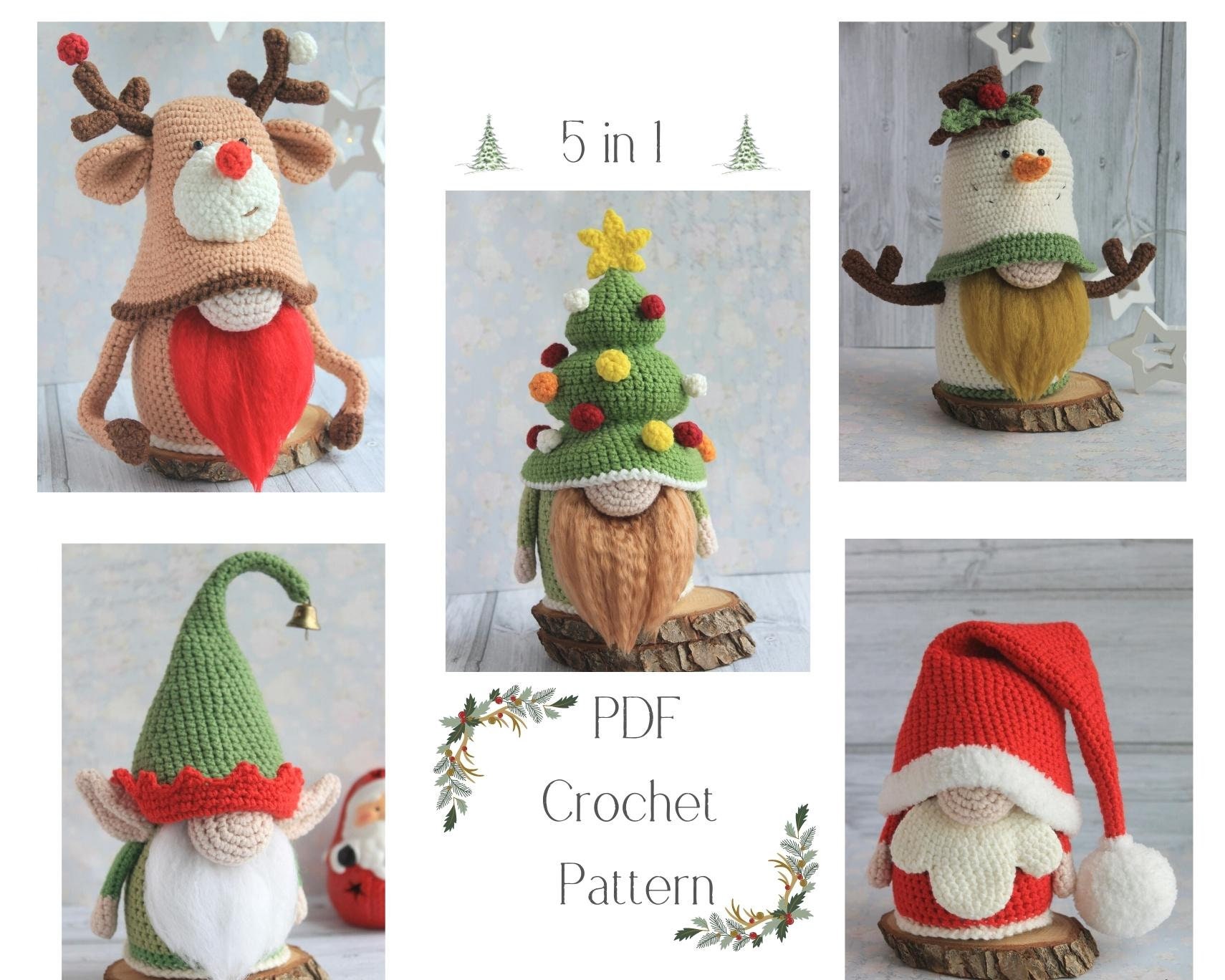 Crochet Christmas Gnomes Set Pattern Amigurumi Christmas - Etsy