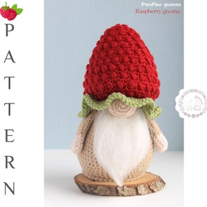 Crochet Raspberry Gnome Pattern, Amigurumi Raspberry, Crochet Gnome ...