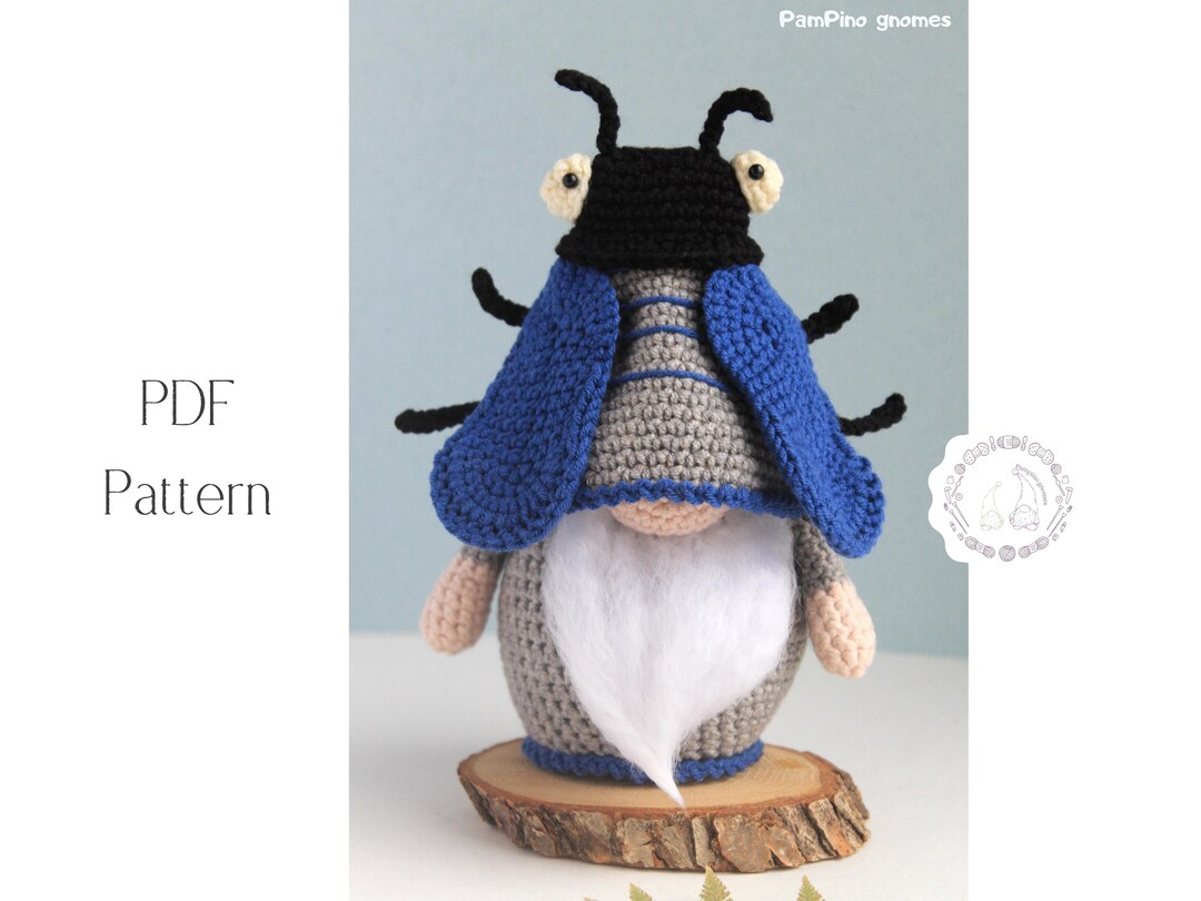 Crochet Beetle Gnomes Pattern, Amigurumi Beetle, Crochet Gnome Garden ...