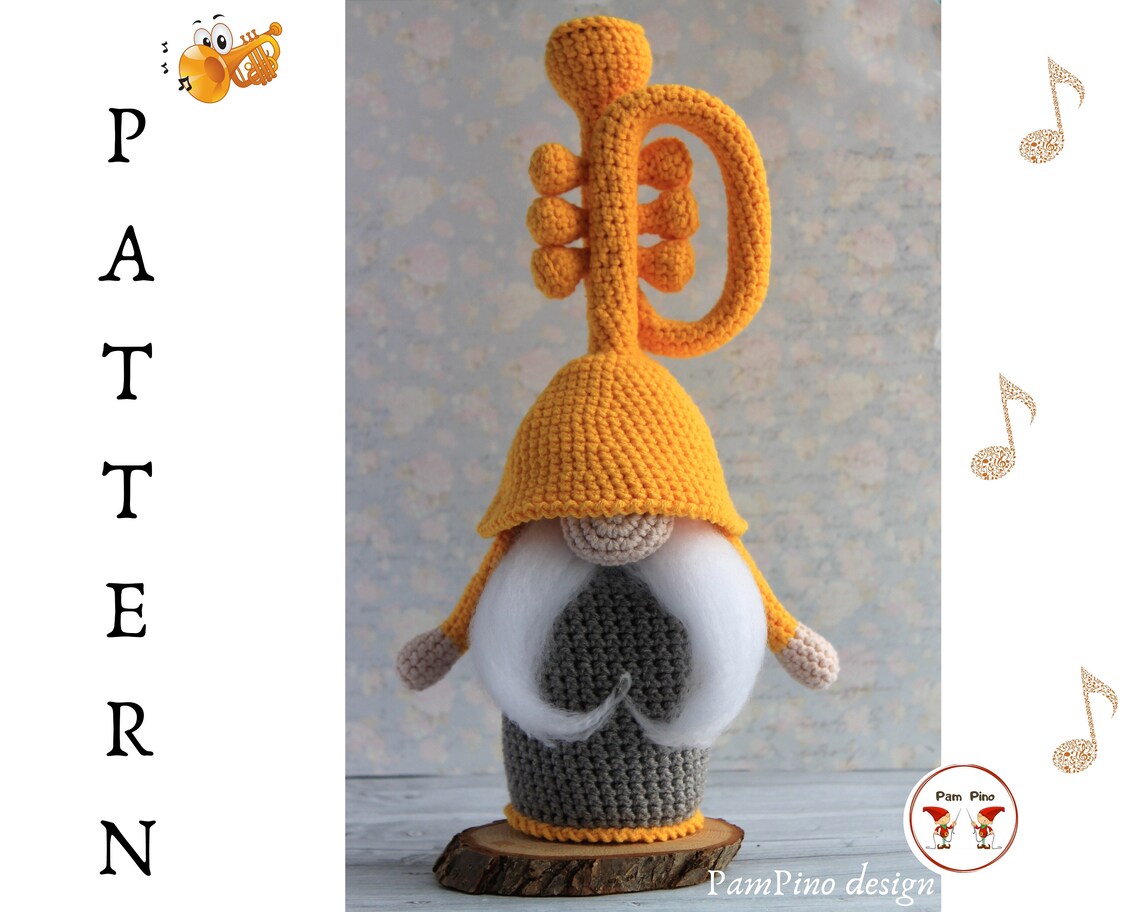 Crochet Trumpet Gnome Pattern Amigurumi Trumpet Crochet - Etsy