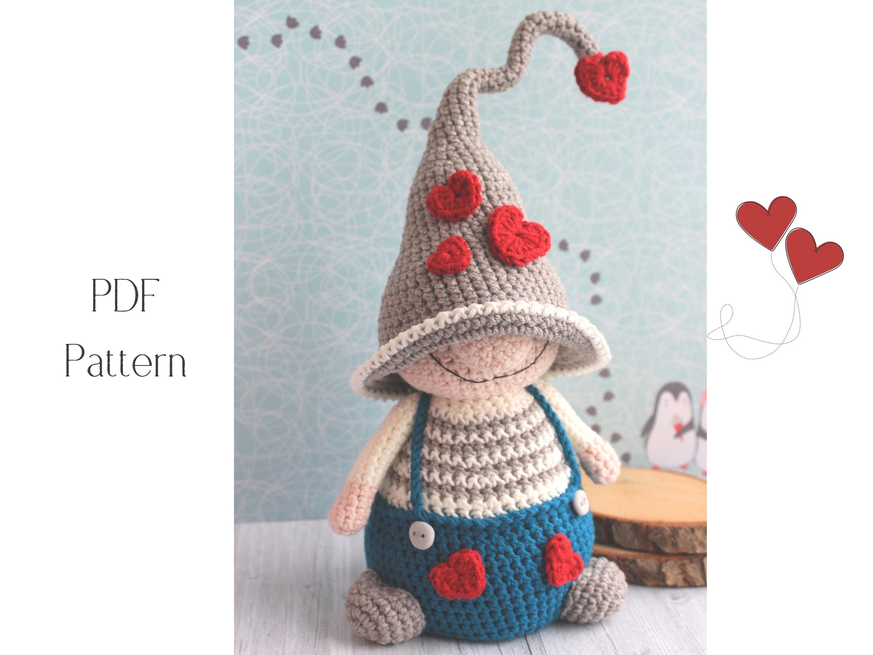 Crochet Love me gnome pattern Amigurumi love crochet gnome - Etsy.de