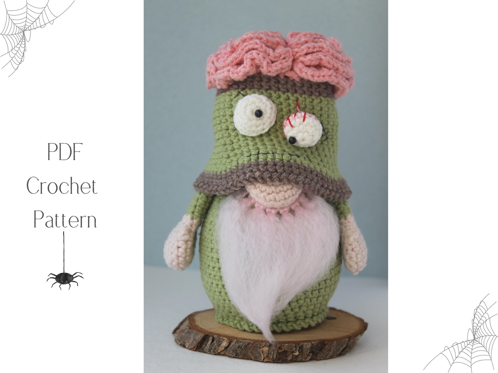 Zombie Brain Crochet Gnome Pattern Amigurumi Zombie Gnome - Etsy