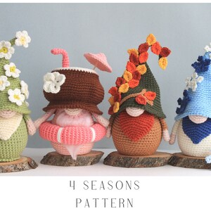 Crochet Pattern Four Seasons Gnomes, Season Gnomes, Amigurumi Season ...