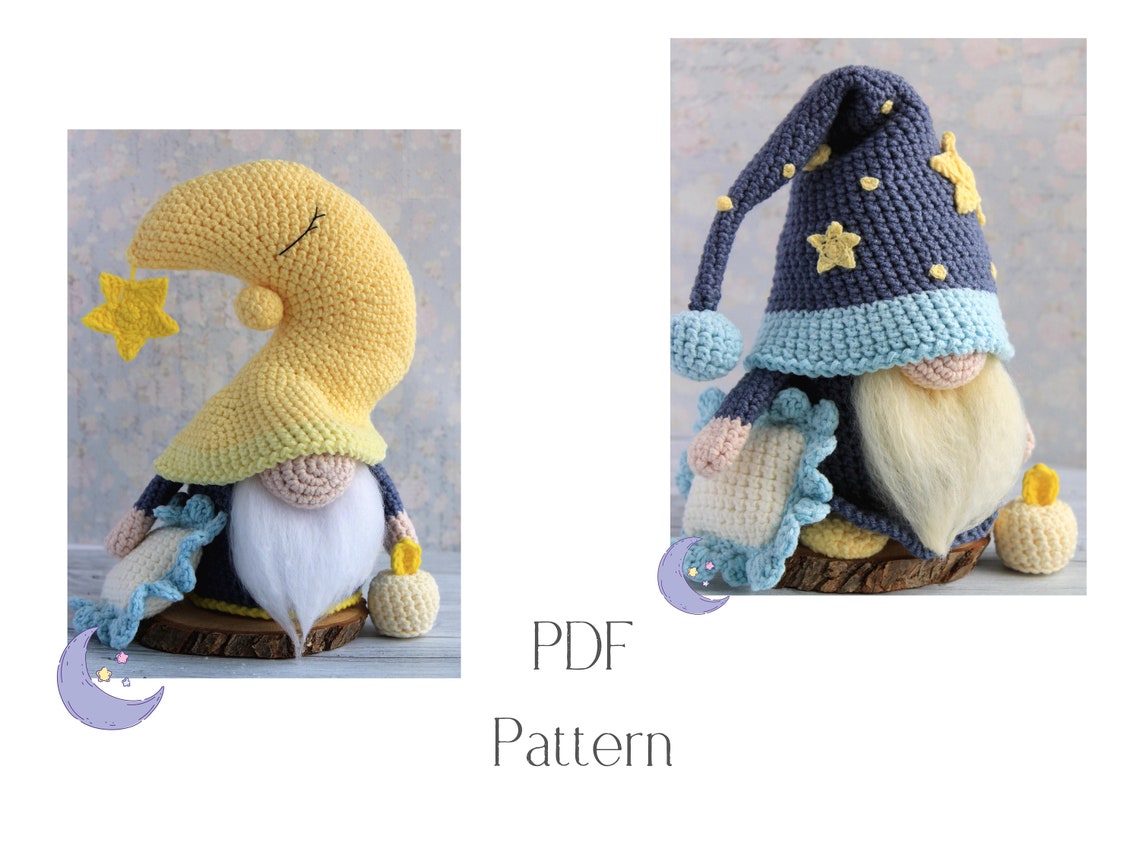 Crochet Gnome Moon and Sleep Amigurumi Gnome Pattern Crochet - Etsy