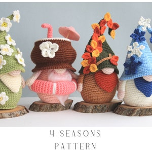 Crochet Pattern Four Seasons Gnomes, Season Gnomes, Amigurumi Season ...