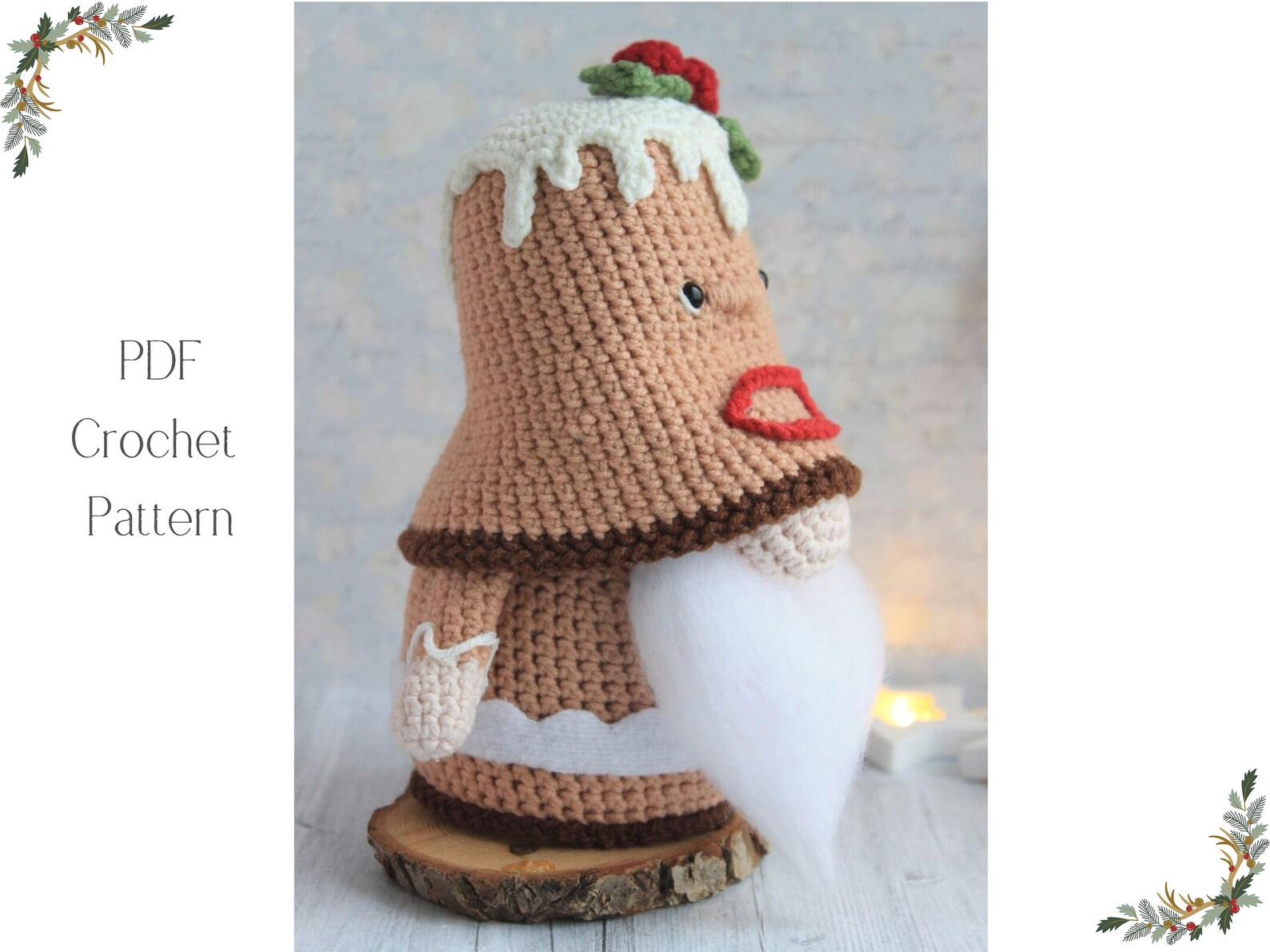 Gingerbread Gnome Crochet Pattern Amigurumi Christmas - Etsy