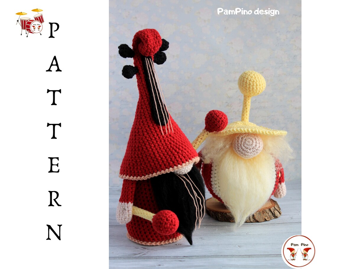 Crochet Drummer Gnomes Pattern Amigurumi Drummer Crochet - Etsy