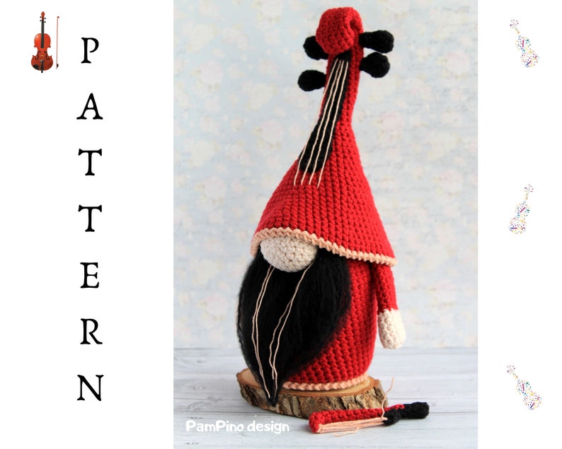 Crochet Violin Gnome Pattern Amigurumi Violin Gnome Crochet - Etsy