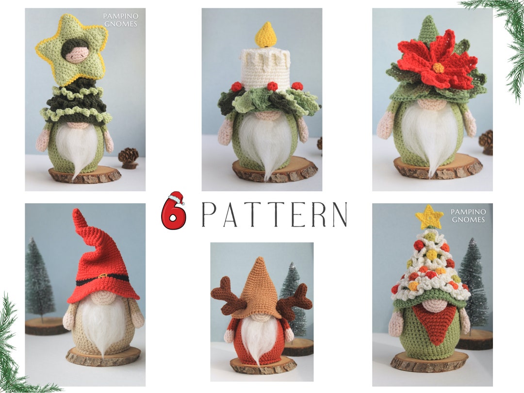 Crochet Christmas Gnomes Set Pattern, Amigurumi Christmas Gnomes ...