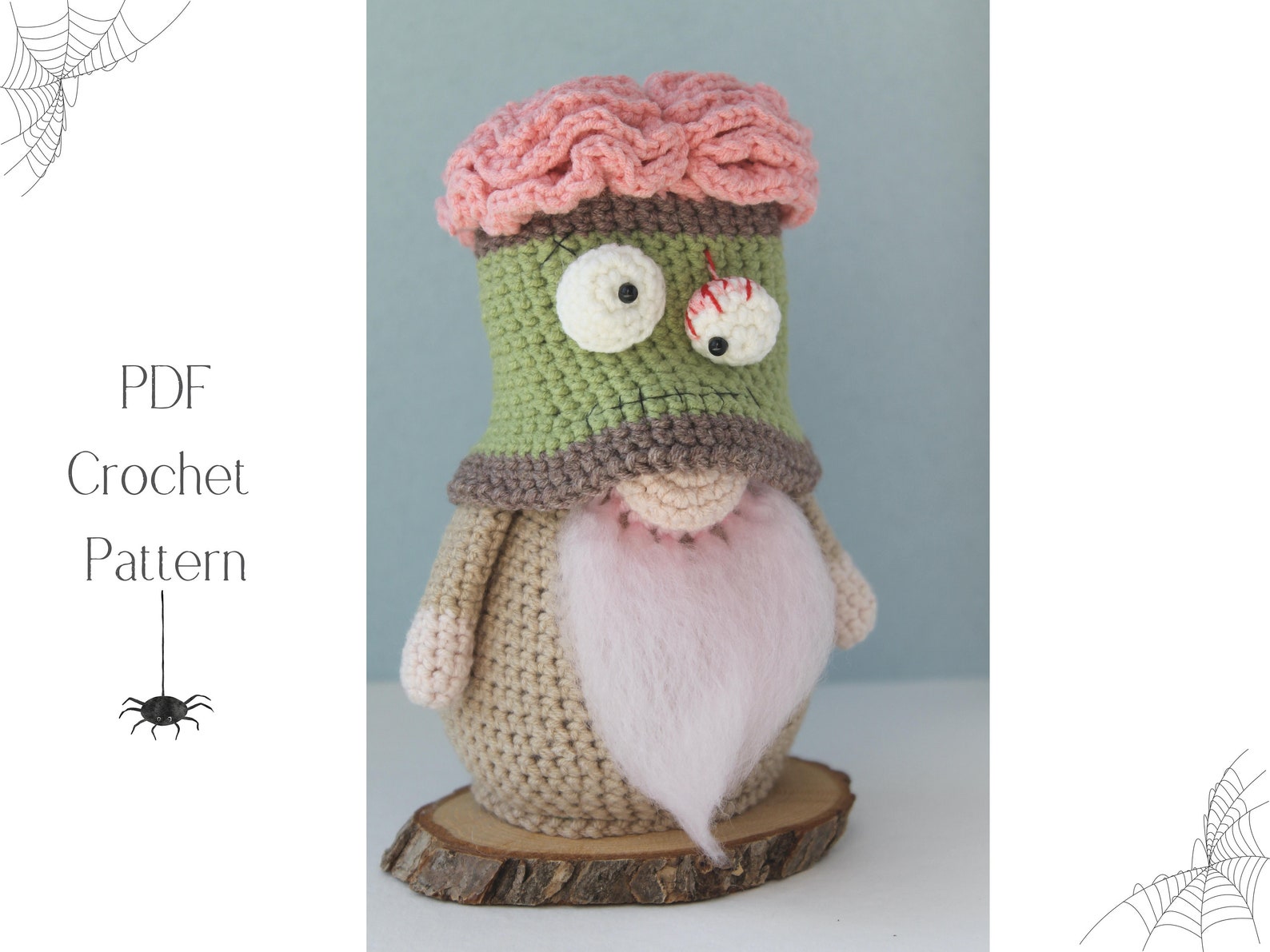 Zombie Brain Crochet Gnome Pattern Amigurumi Zombie Gnome - Etsy