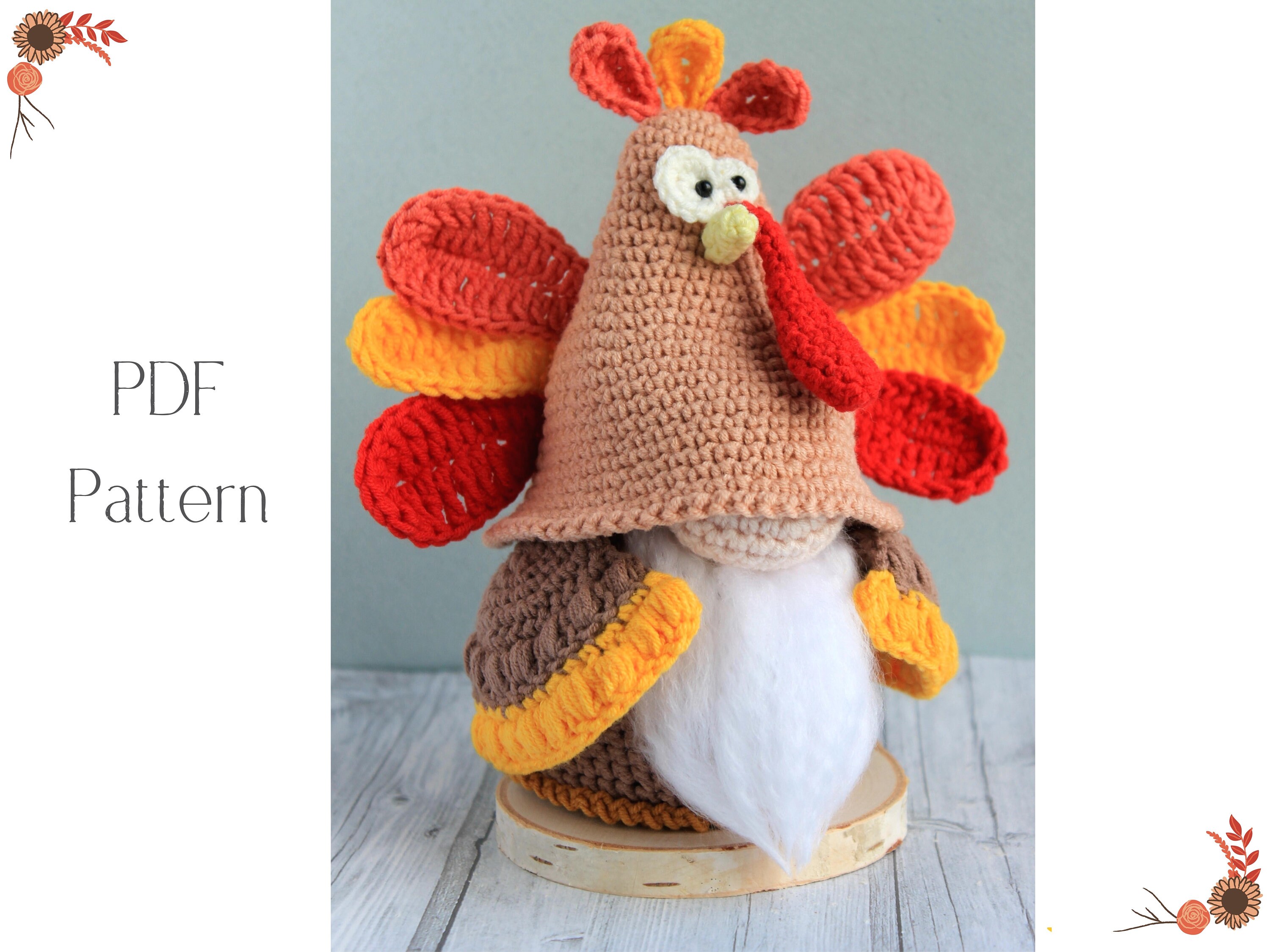 Crochet Thanksgiving Turkey Gnome Pattern Amigurumi Turkey - Etsy