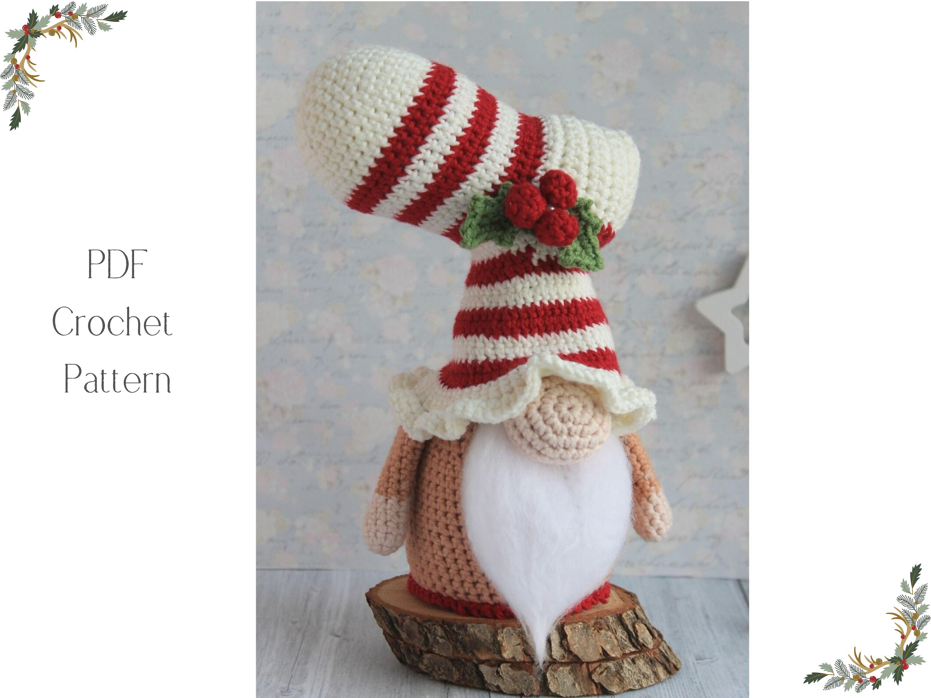 Crochet Christmas Sock Gnome Pattern Amigurumi Cute Sock - Etsy