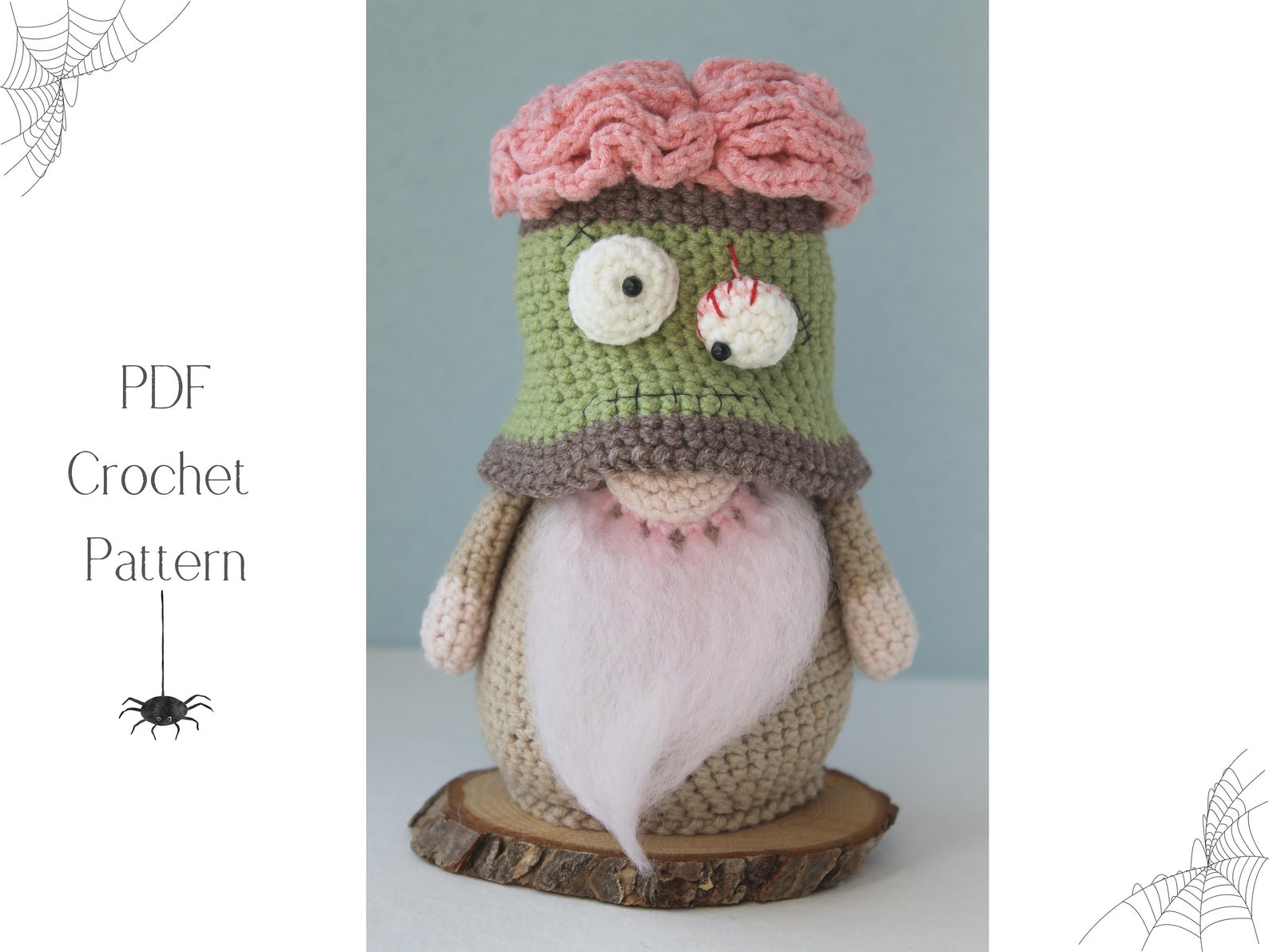Zombie Brain Crochet Gnome Pattern Amigurumi Zombie Gnome - Etsy
