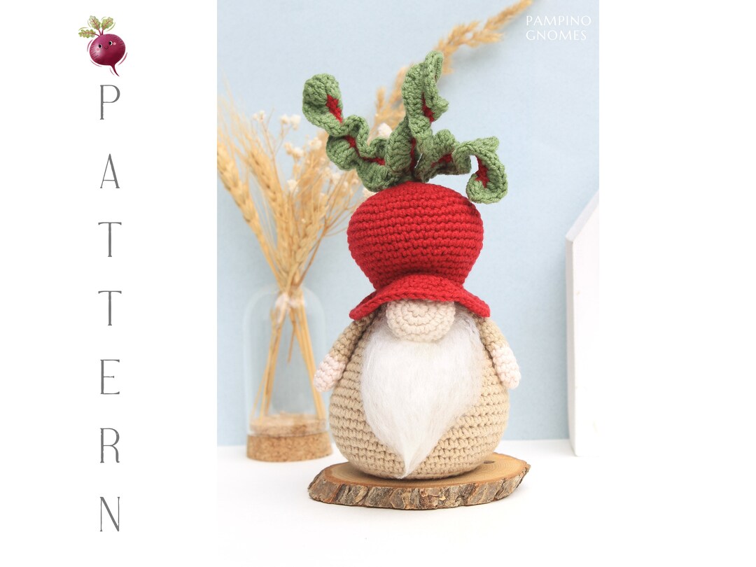 Crochet Beetroot Gnome Pattern, Amigurumi Vegetable Beet Gnome ...