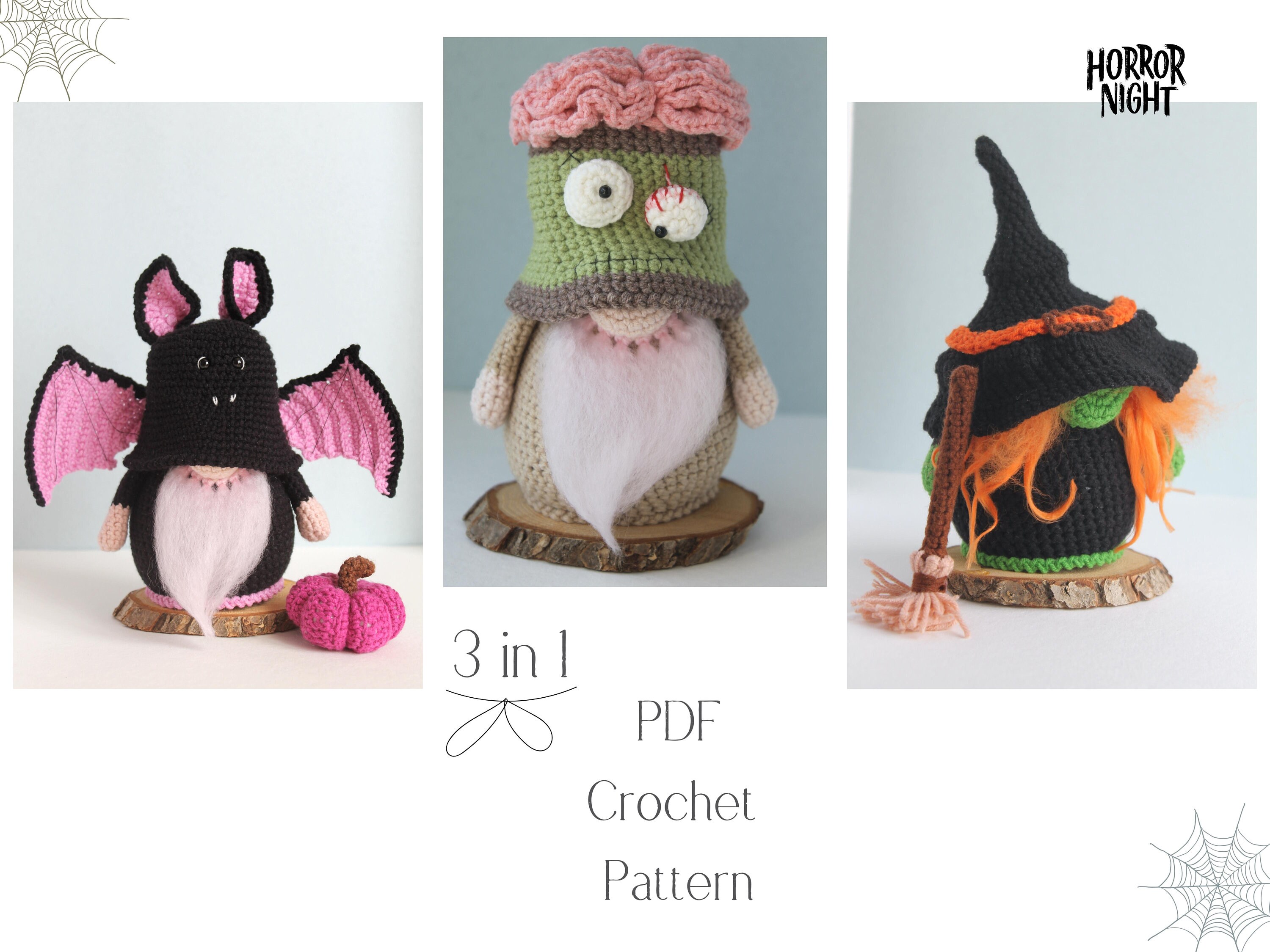 Halloween Gnomes Set Crochet Pattern 3 Gnome in 1 Set - Etsy