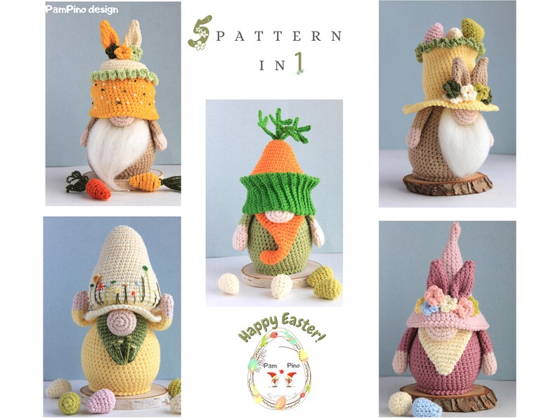 Crochet Easter Gnomes Set Pattern Amigurumi Easter Gnomes - Etsy