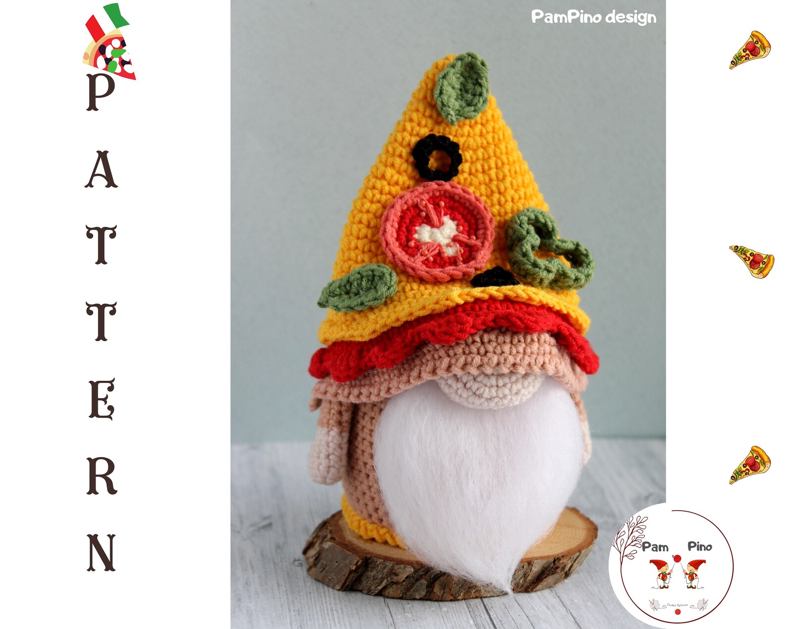 Crochet Pizza Gnome Pattern Amigurumi Pizza Crochet Gnome - Etsy