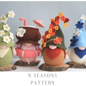 Crochet Pattern Four Seasons Gnomes, Season Gnomes, Amigurumi Season ...
