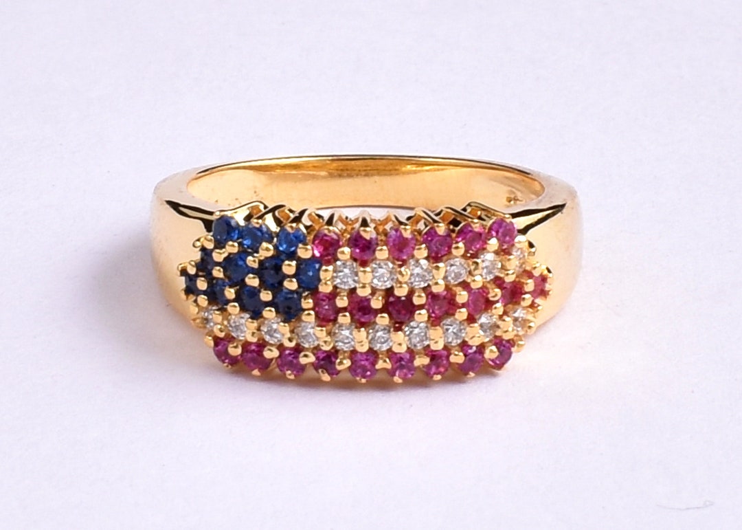 American Flag Statement Ring: Sterling Silver Patriotic Jewelry - Etsy