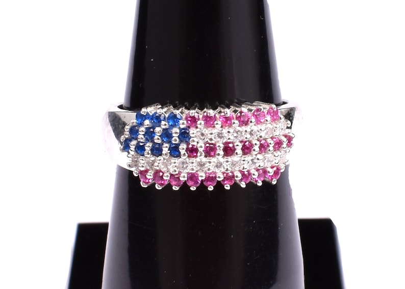 American Flag Statement Ring-sterling Silver Patriotic - Etsy