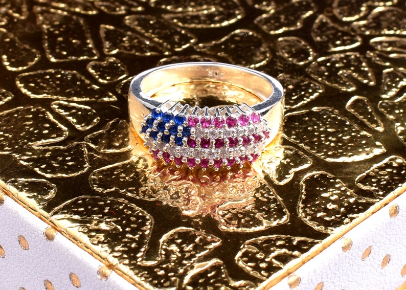 American Flag Statement Ring-sterling Silver Patriotic - Etsy
