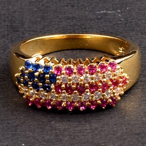 American Flag Statement Ring: Sterling Silver Patriotic Jewelry - Etsy