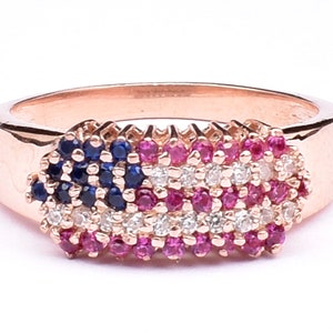 American Flag Statement Ring: Sterling Silver Patriotic Jewelry - Etsy