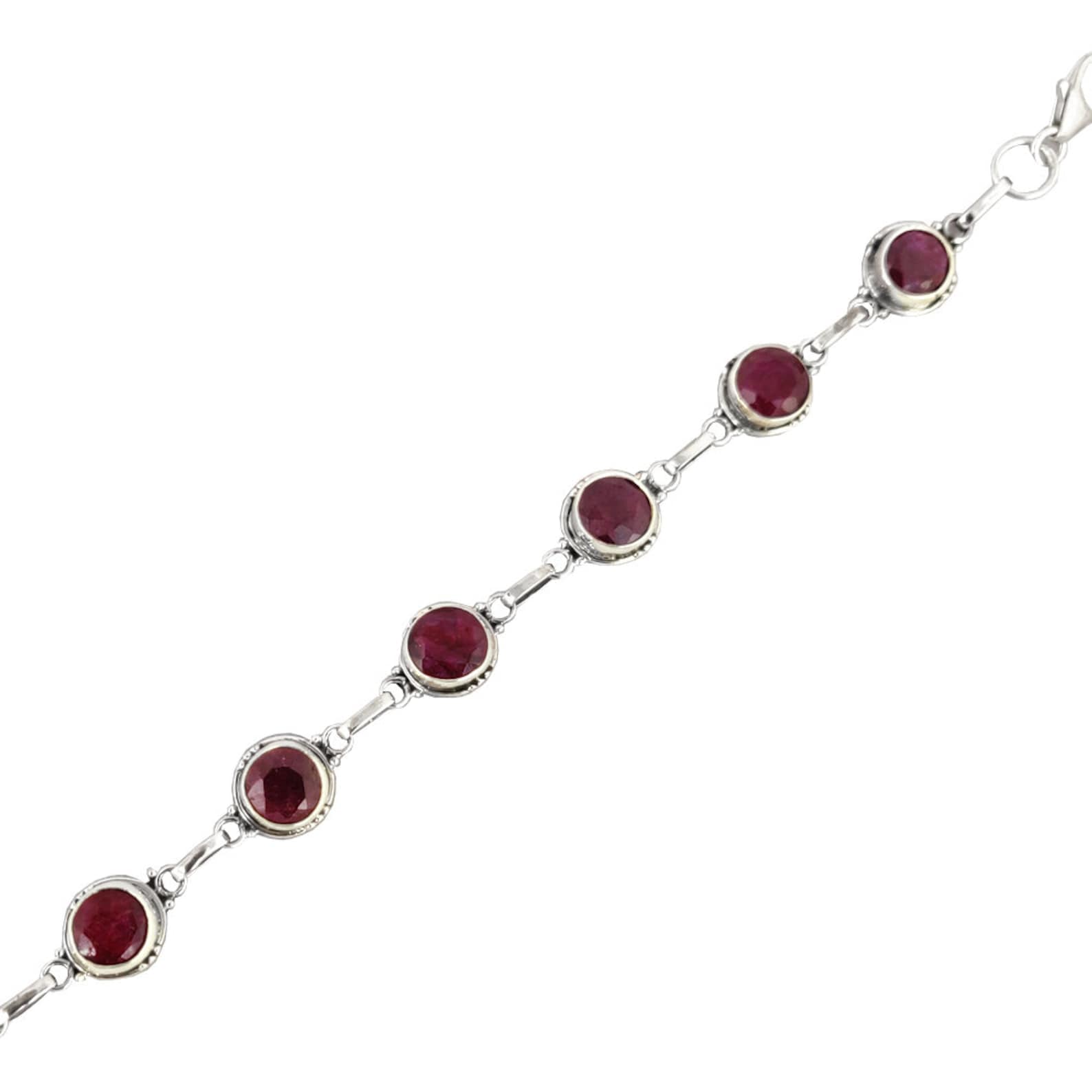 Ruby Gemstone Bracelet-925 Sterling Silver Bracelet-handmade - Etsy UK