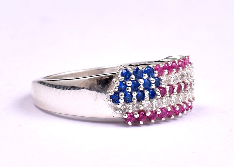 American Flag Statement Ring: Sterling Silver Patriotic Jewelry - Etsy