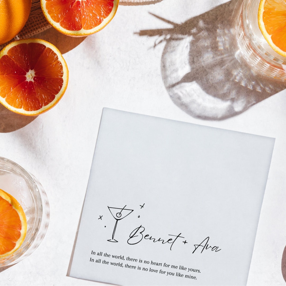 Customizable Cocktail Napkin Design - Instant Download Canva - Wedding ...