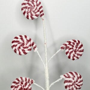 22" Red and White Cotton Candy Peppermint Disk Spray- Festive Holiday ...