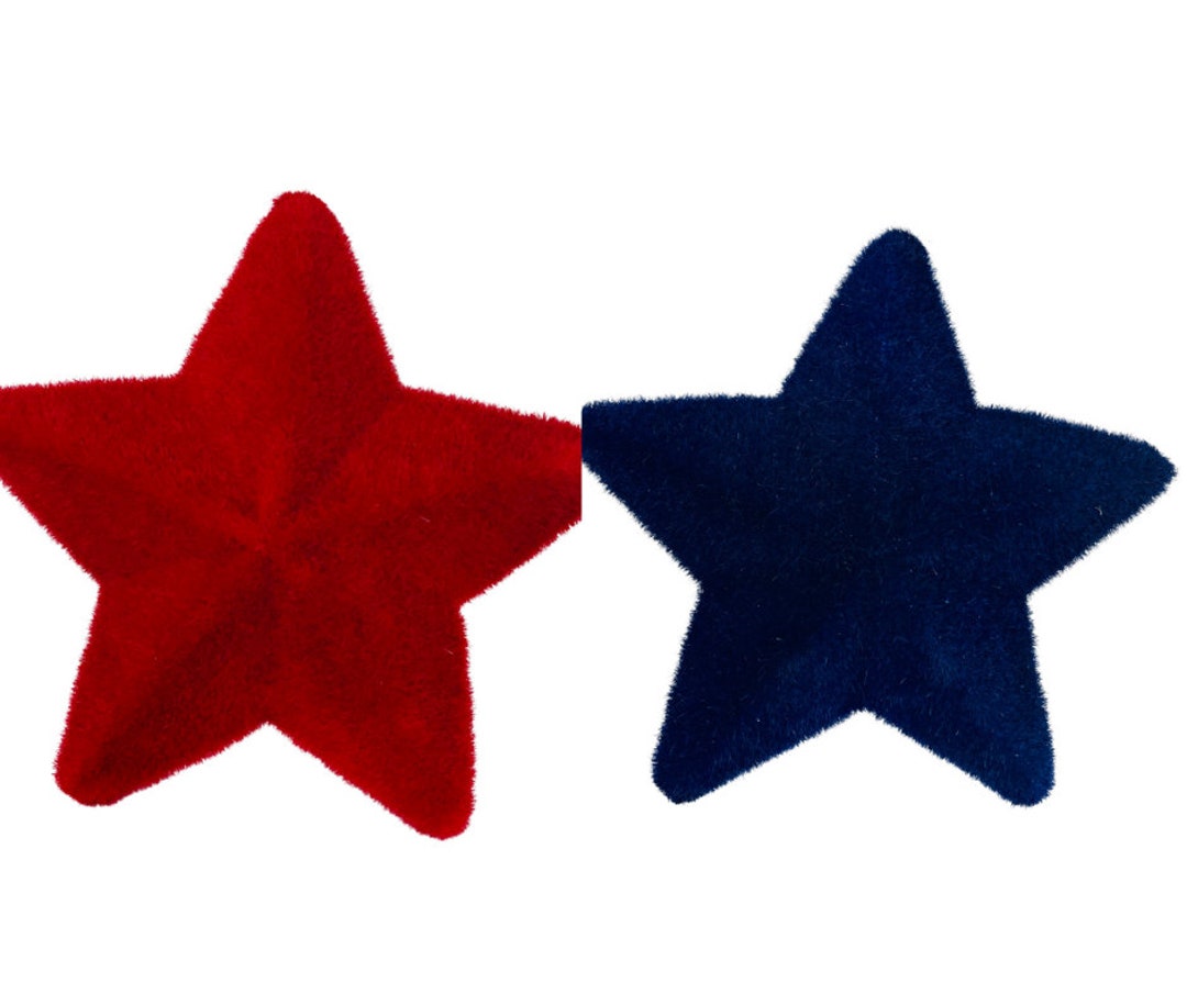 9x9" Flocked Glitter Pointed Star Decor in Blue or Red - Sparkling ...