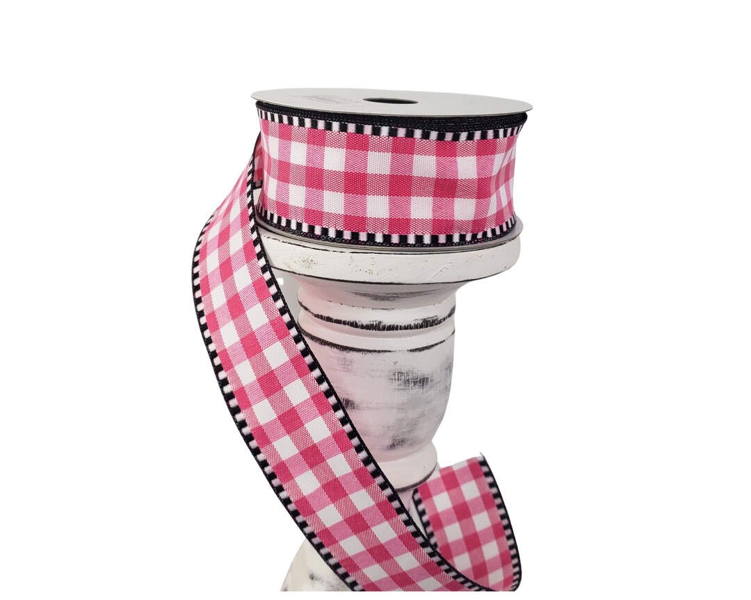 Rw813811-1.5"x10yd Hot Pink/white Gingham Check Wired Ribbon,gingham ...