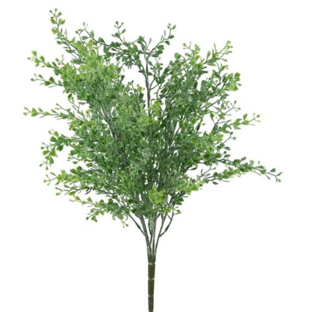 19" Glitter Mini Boxwood Bush | Artificial Greenery Pick With Sparkle ...