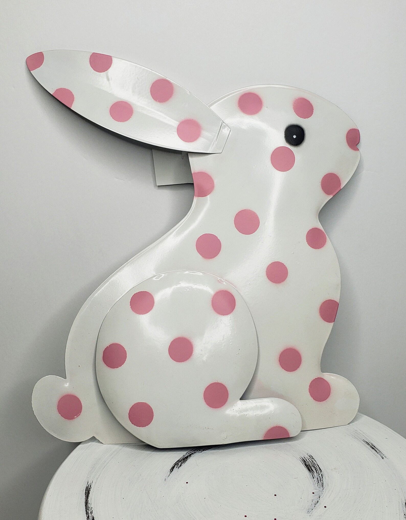 MM908399-11.75H Metal Bunny Wall Decor-White/Pink with | Etsy