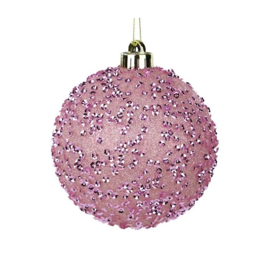 Pale Pink Glitter Ornament 120MM | Sequin Christmas Ball | Shatterproof ...