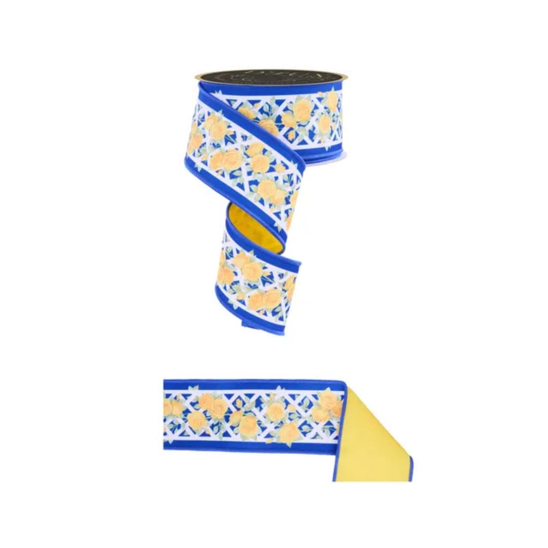 Rose Trellis Double Sided Wired Ribbon 2.5"x10yd D’lux Brand -LX100625 ...