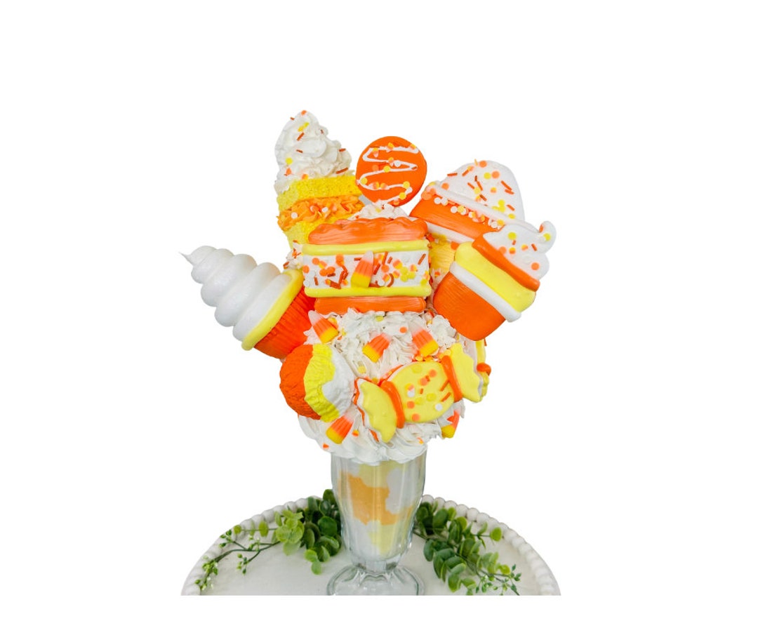 Candy Corn Themed Faux Extreme Milkshake - Handcrafted Decorative Piece ...