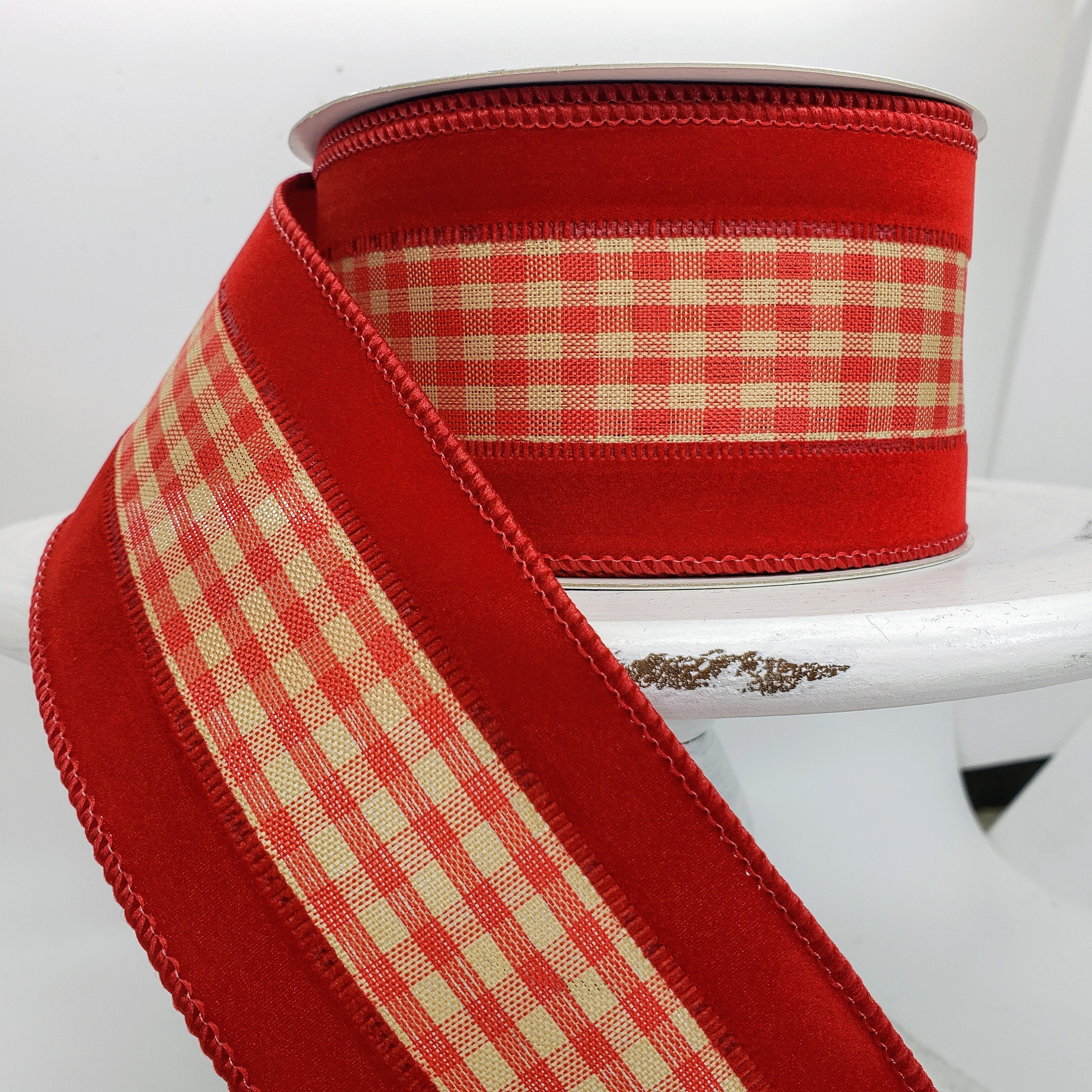 Holden Wired Edge Brick Red Ribbonred Velvet Ribbonwired | Etsy