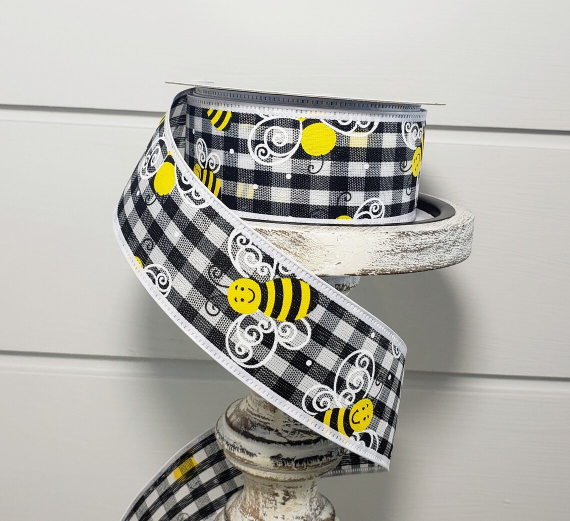 45105-09-21-1.5x10yd Black White Gingham Bee - Etsy
