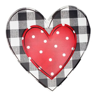 Md0665-12hx12l Metal Embossed Check Heart Black/white/red,valentine's ...