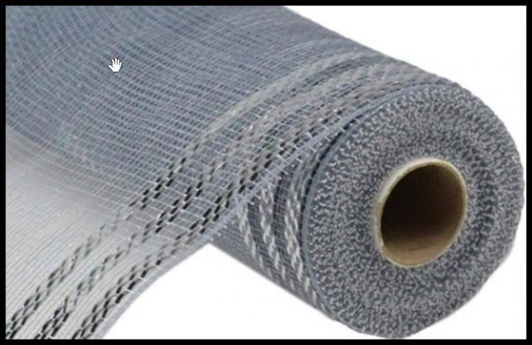 10" X 10yd Border Stripe Metallic Mesh Silver/silver, Wreath Supplies ...