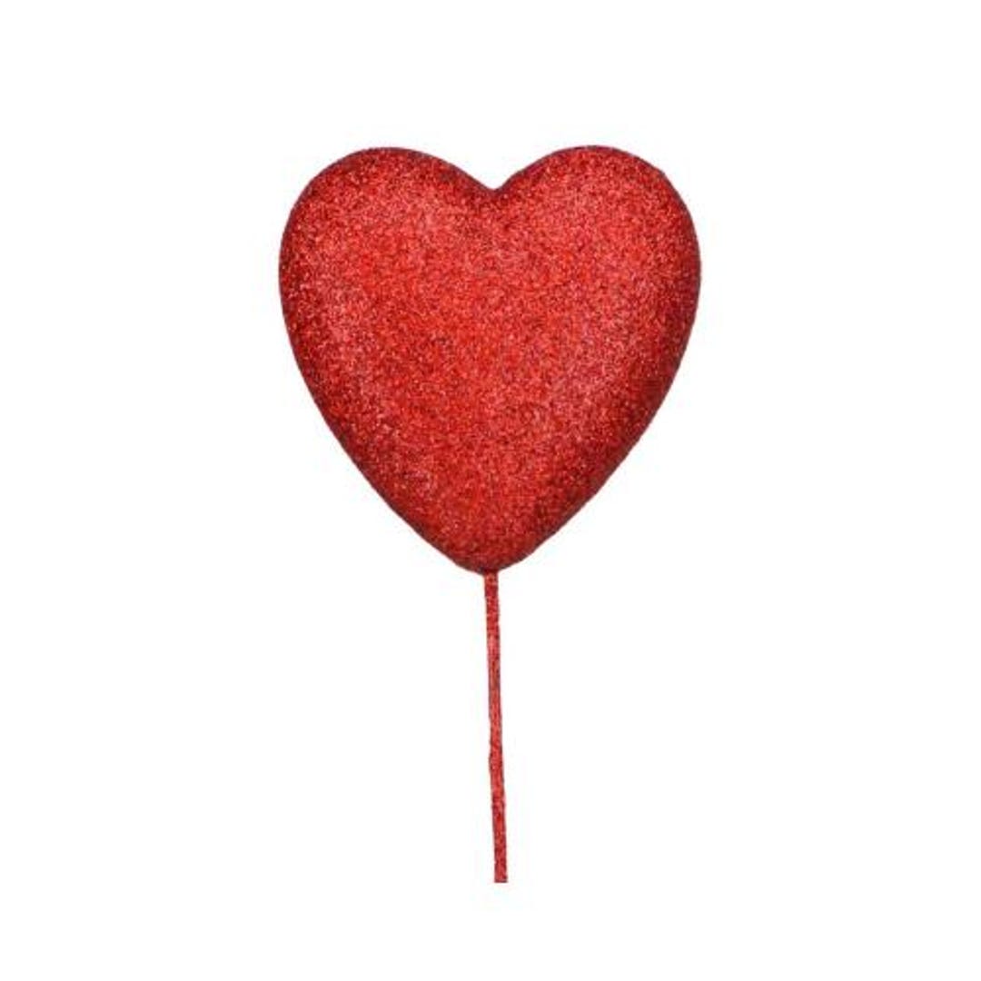 Set of 6 Red Glitter Heart Picks, 80MM Foam Hearts for Valentine's ...