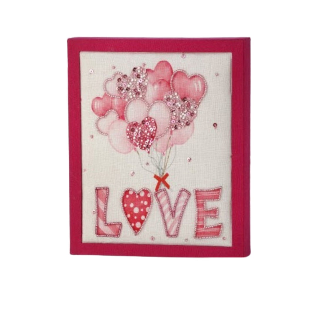 8.5" 'love' Balloons Shadow Box in Pink - MDF Embroidered Wall Art ...