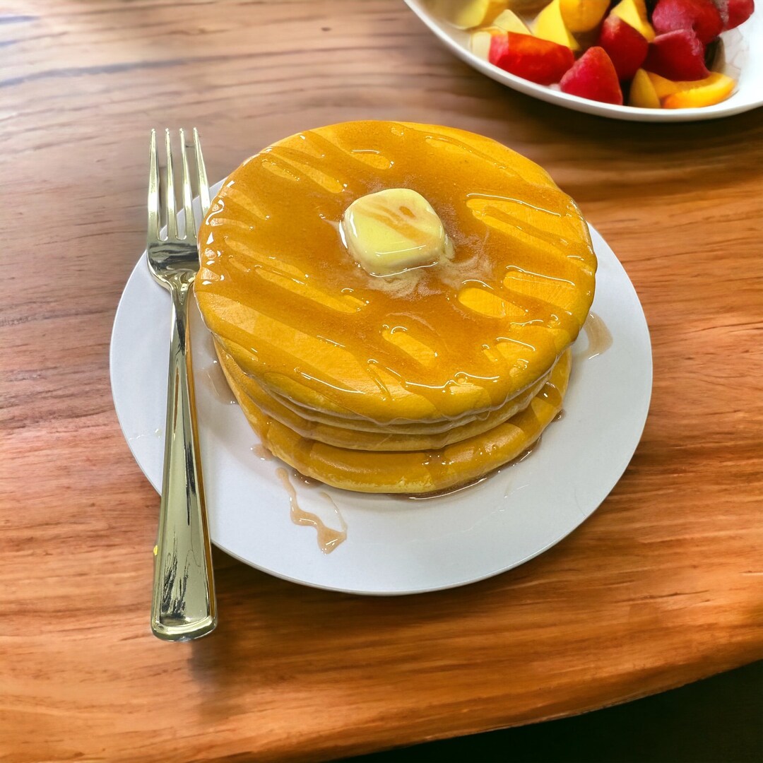 Realistic Fake Pancake Stack Display With Faux Butter & Syrup - Non ...