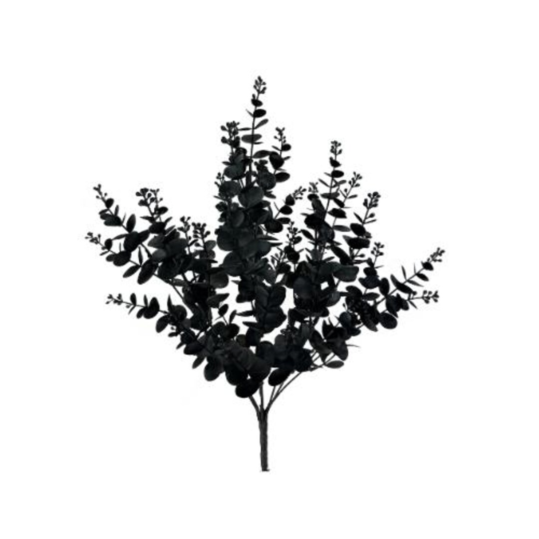 20" Black Eucalyptus Bush | Gothic Home & Holiday Decor | Faux Floral ...