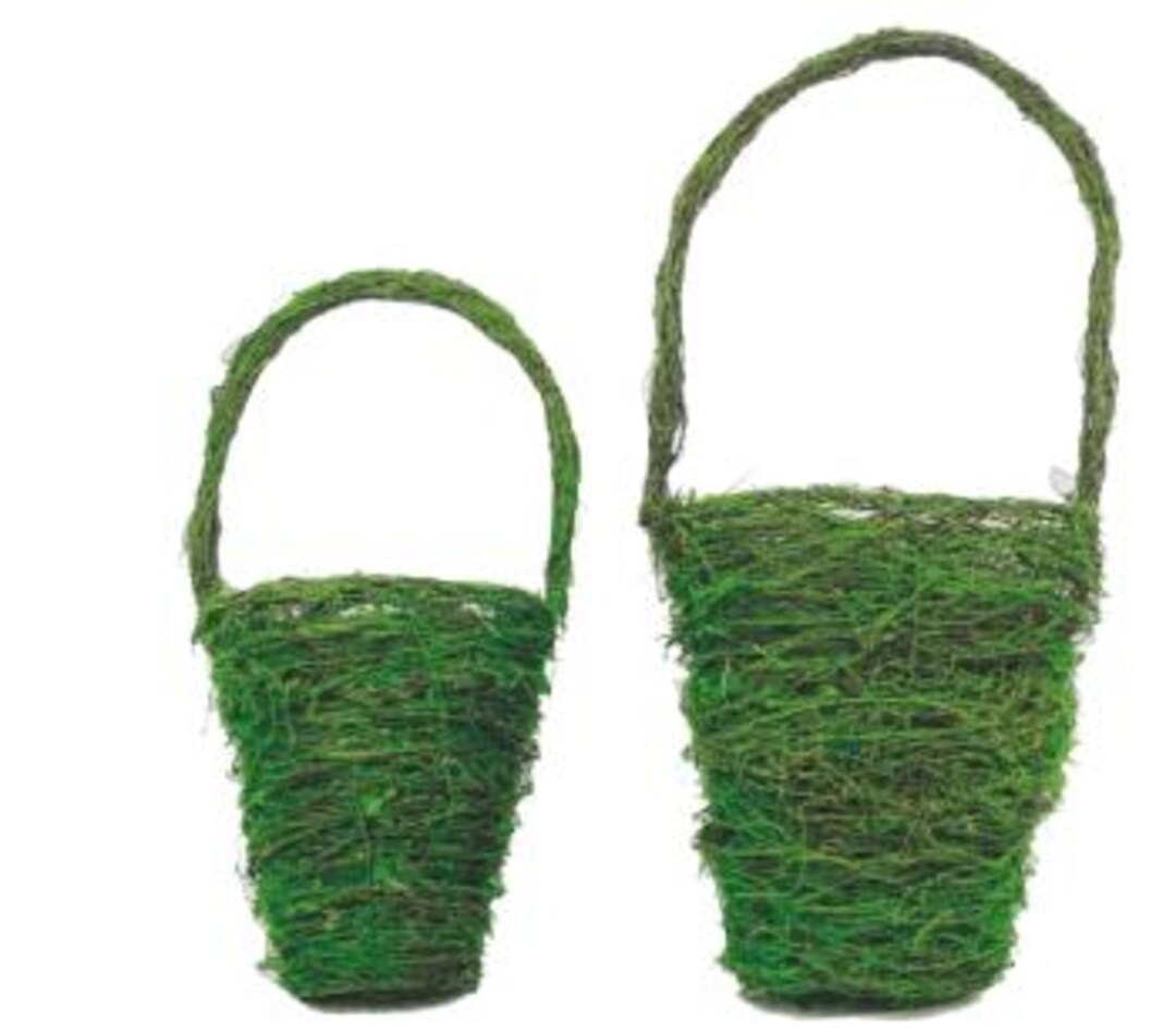 Moss Half Basket Set of 2 - Rustic 18'' & 14'' Floral Containers for ...