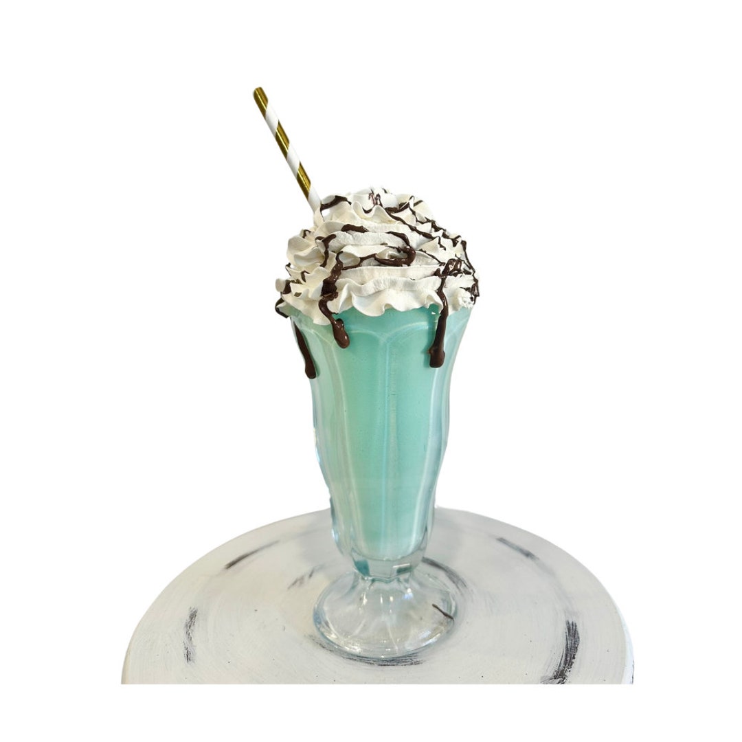 Handmade Faux Mint Chocolate Milkshake With Straw Food Photography Prop ...