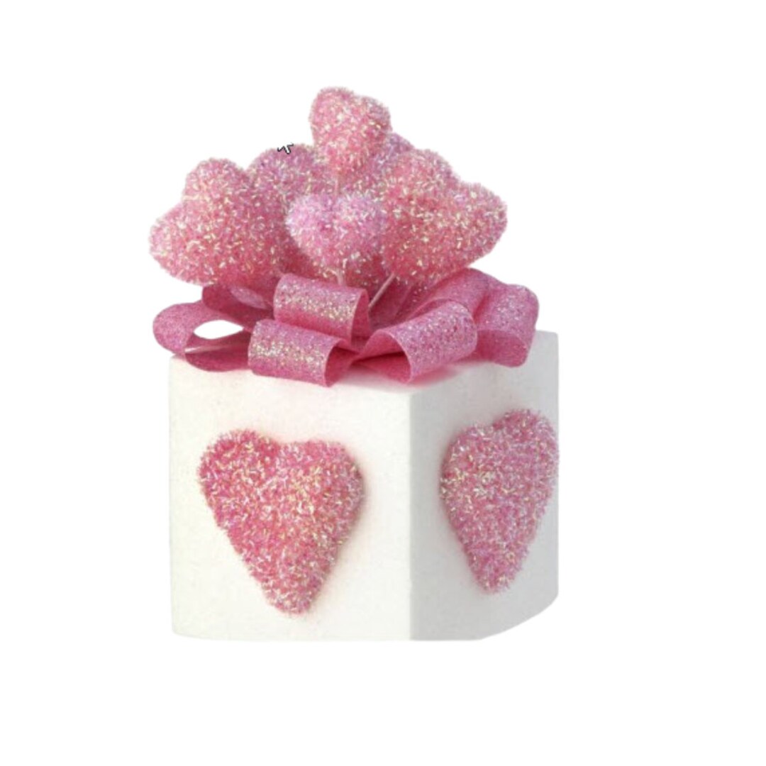 10.5" Valentine's Day Glitter Foam Gift Box With Hearts - Pink and ...